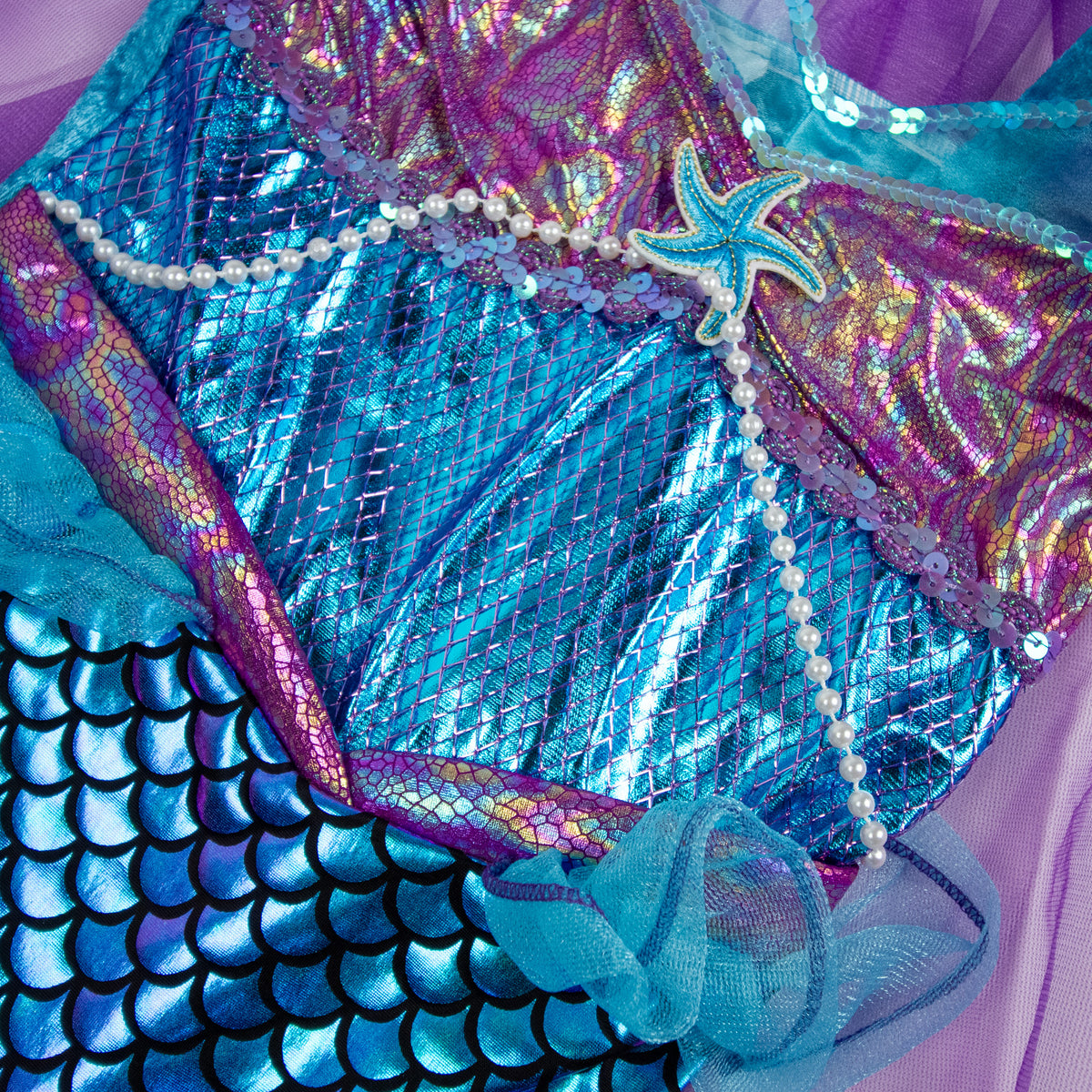 Sparkly Mermaid Halloween Costume for Girls in Purple and Teal – Teetot ...