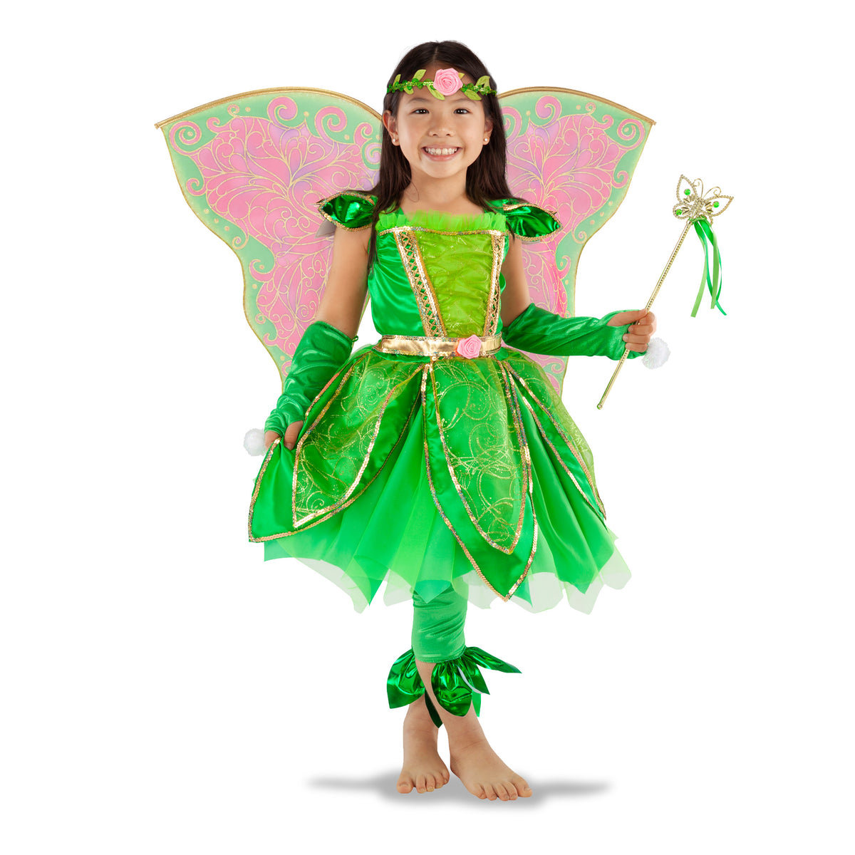 Green Petal Pixie Fairy Costume for Girls – Leafy Dress-Up (Ages 3–8 ...